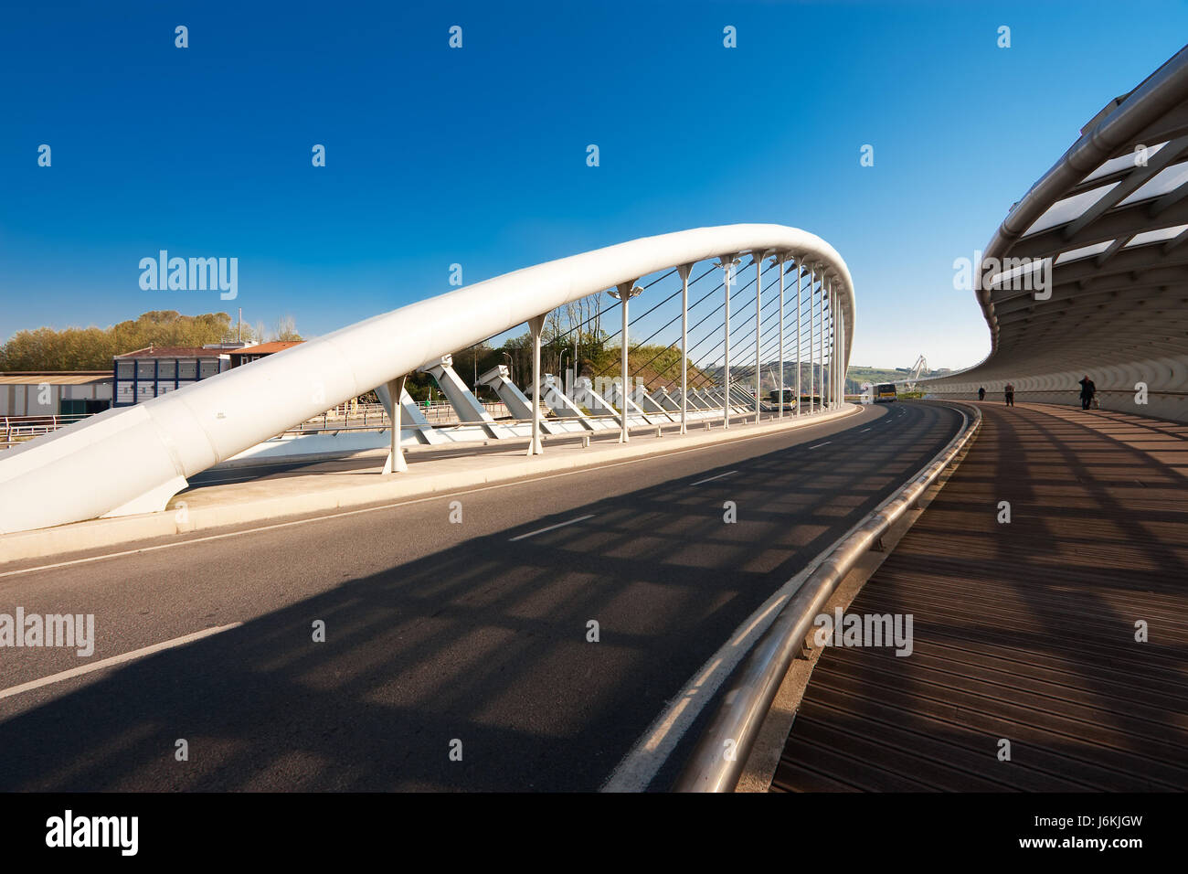 bridge spain country basque city town modern modernity night nighttime ...