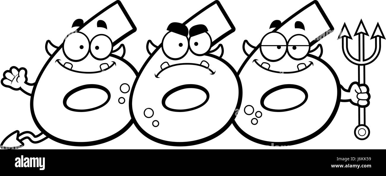 A cartoon illustration of the numbers 666 looking like devils Stock ...