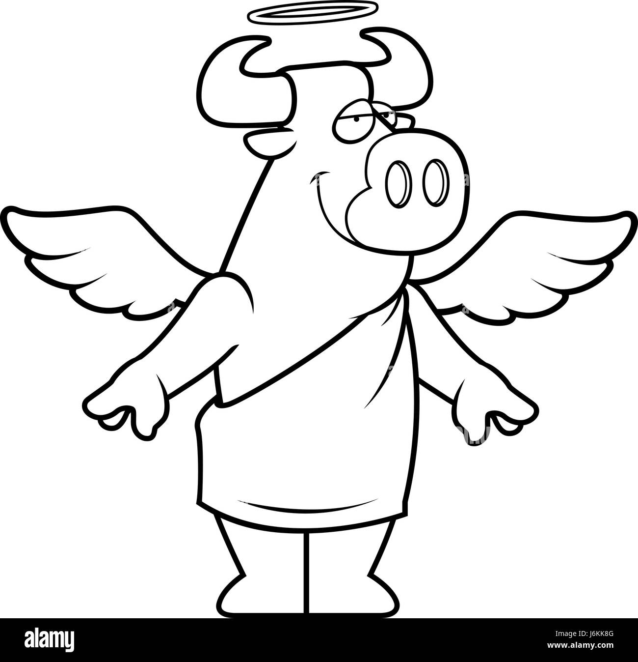 A happy cartoon holy cow with angel wings and halo Stock Vector Image ...