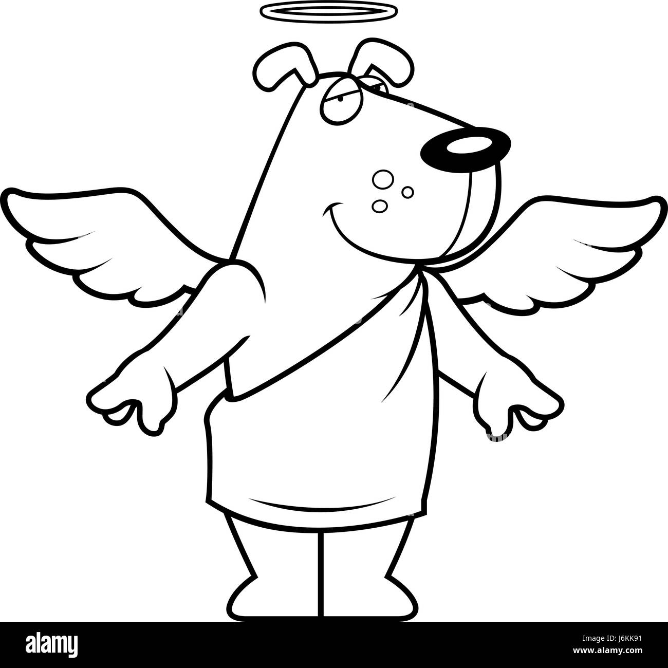 A happy cartoon angel dog with wings and a halo Stock Vector Image ...