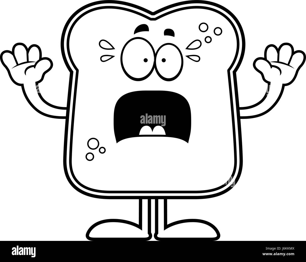 A cartoon illustration of a piece of bread looking scared Stock Vector ...