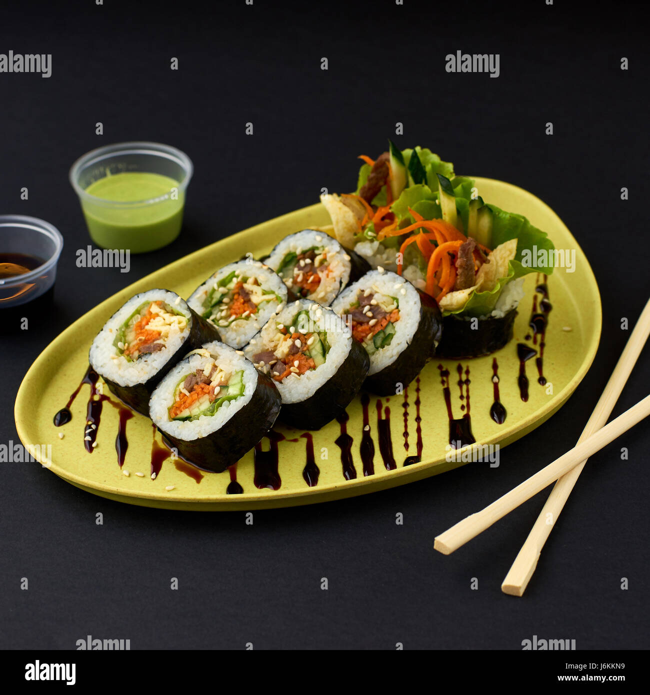 Gimbap. Korean Seaweed and Rice Rolls Stock Photo - Alamy