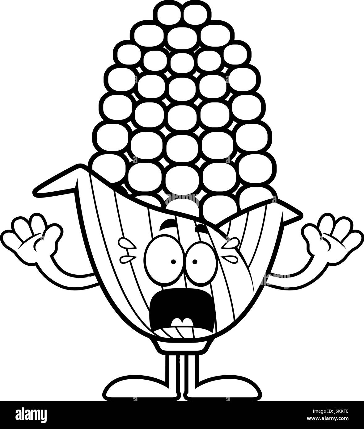 A cartoon illustration of an ear of corn looking scared Stock Vector ...