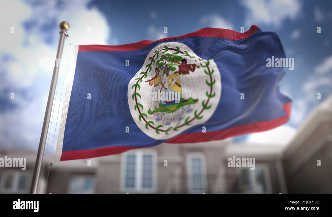 Blue sky background with belize flag hi-res stock photography and ...