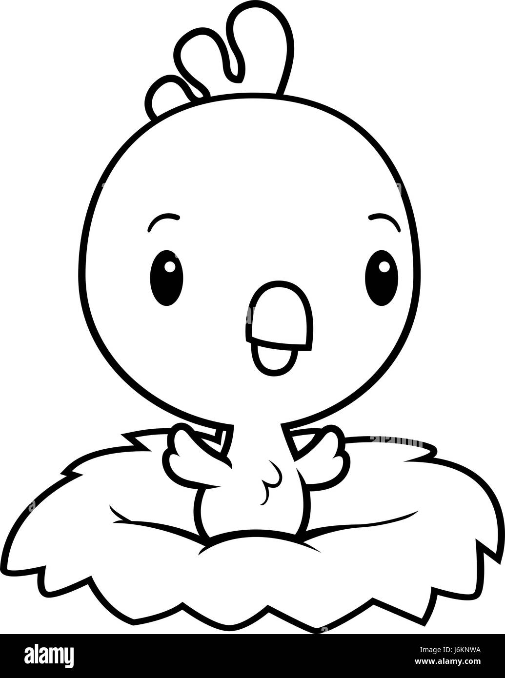 A cartoon illustration of a baby rooster in a nest Stock Vector Image ...