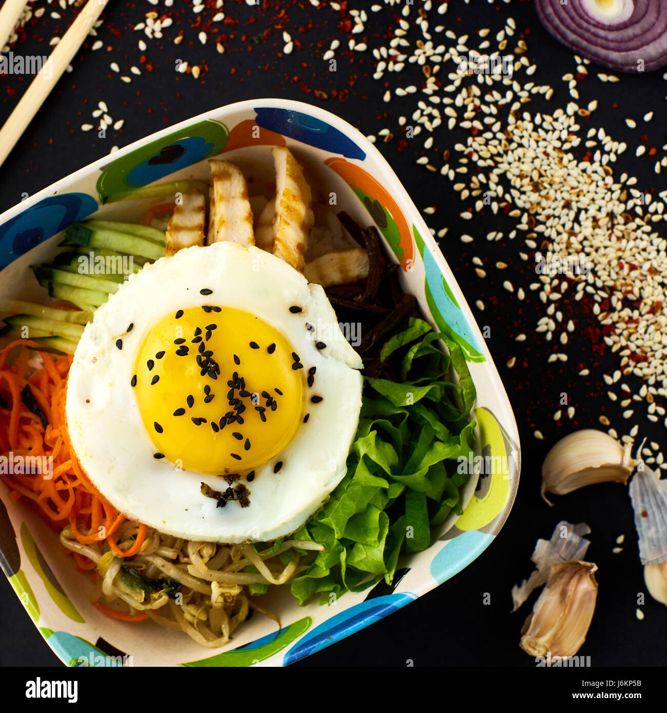 Bibimbap. Mixed rice with meat and vegetables Stock Photo - Alamy
