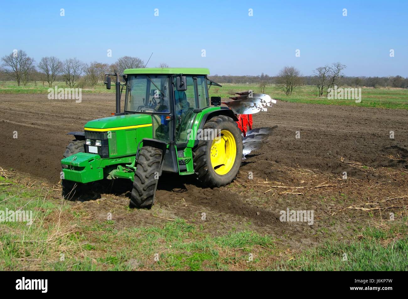 engine drive motor agriculture farming tractor plough field work ripen ...