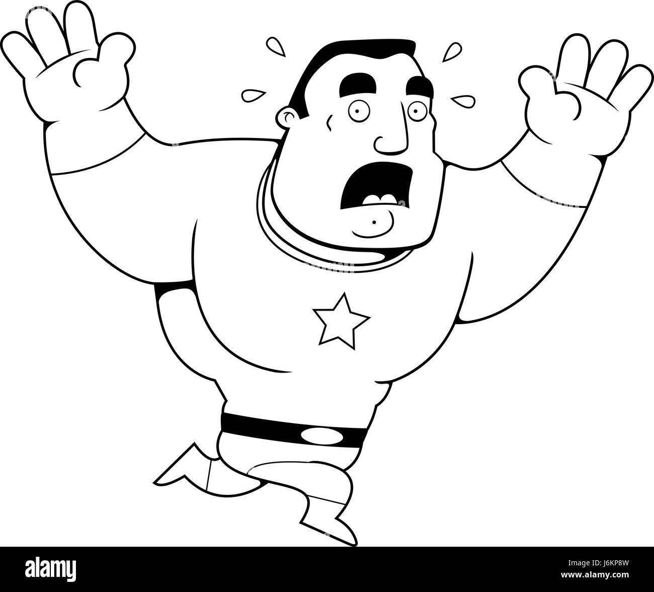 A cartoon superhero sweating and running scared Stock Vector Image ...