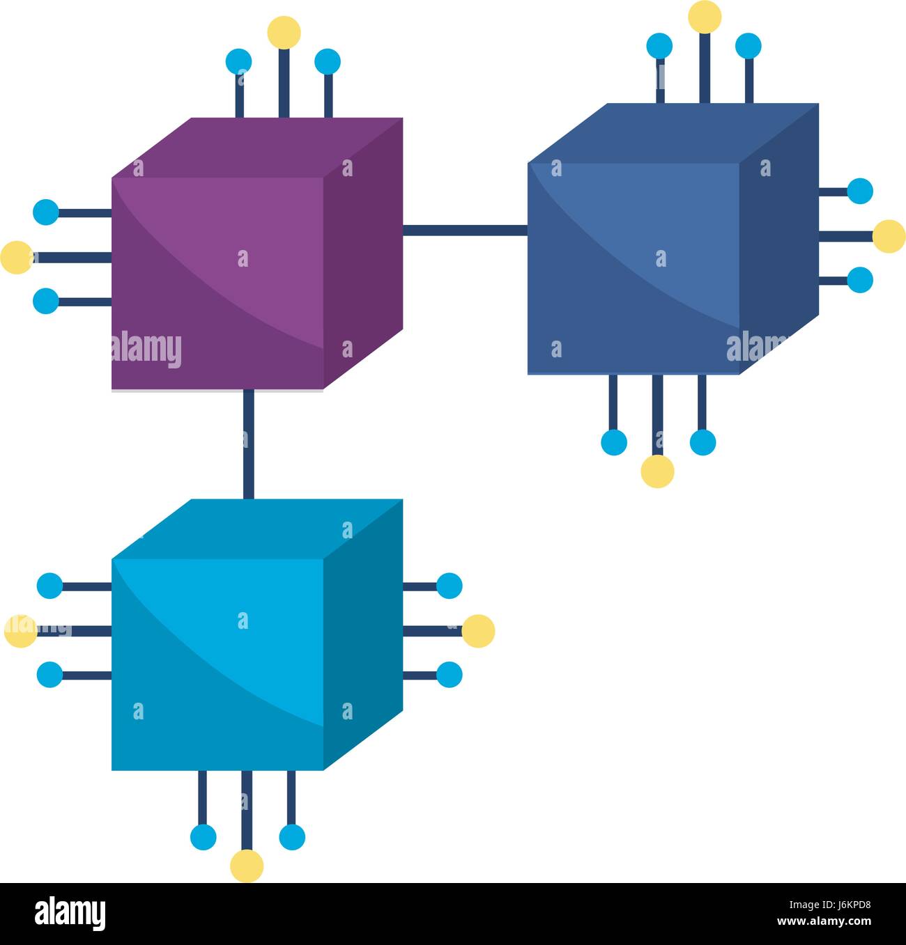 squares digital connections with circuits electronic Stock Vector Image ...