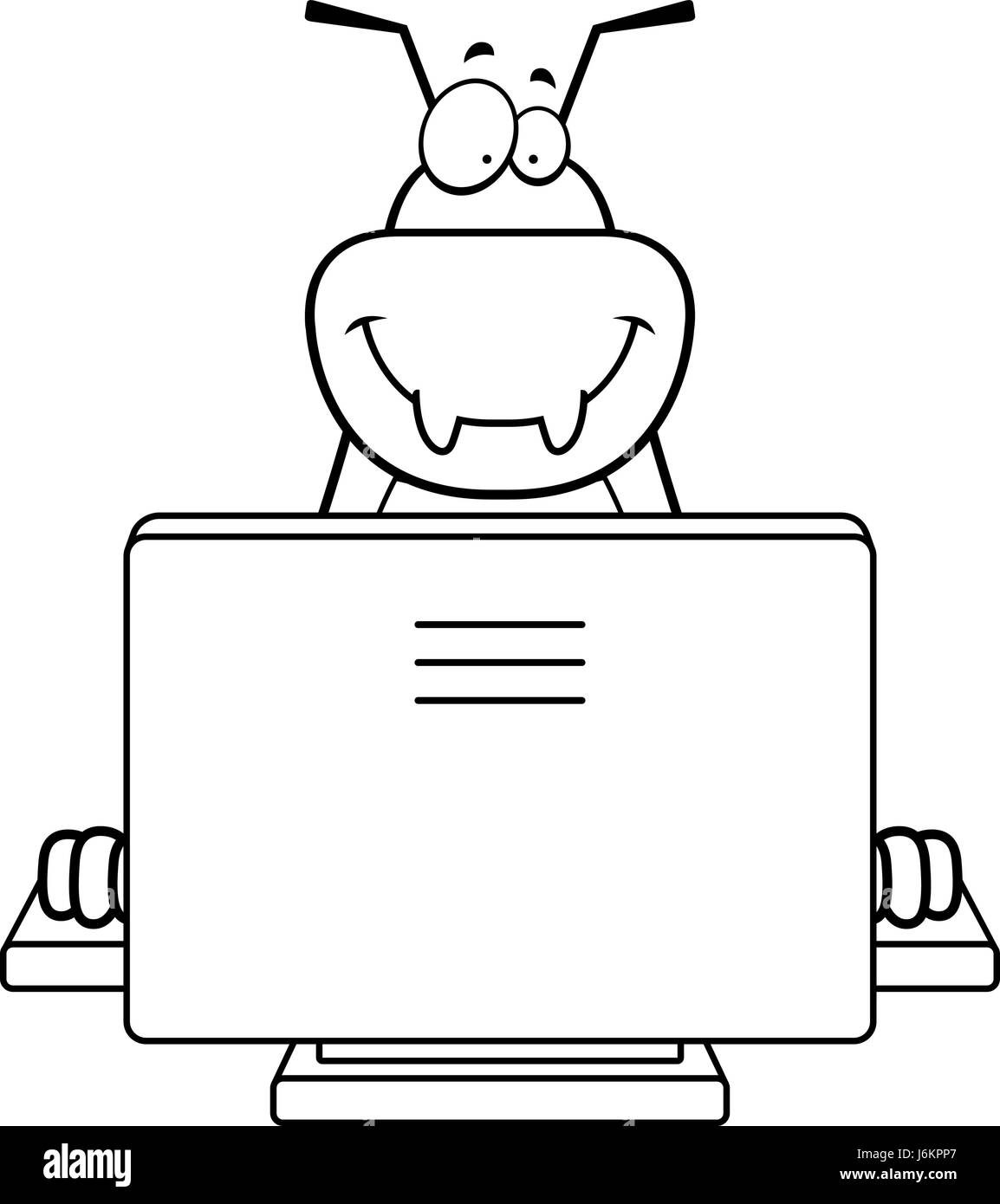 A cartoon illustration of a bug using a computer Stock Vector Image ...