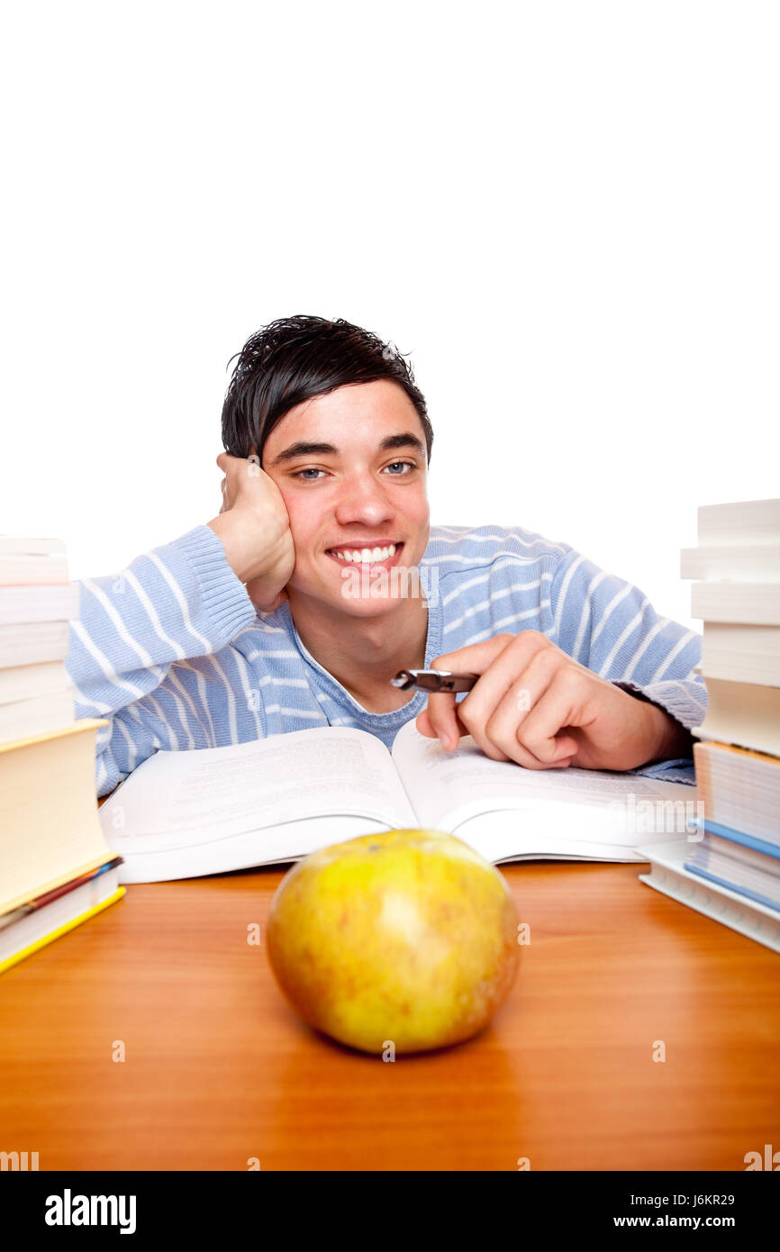study pupil learn books student boy lad male youngster reads study ...