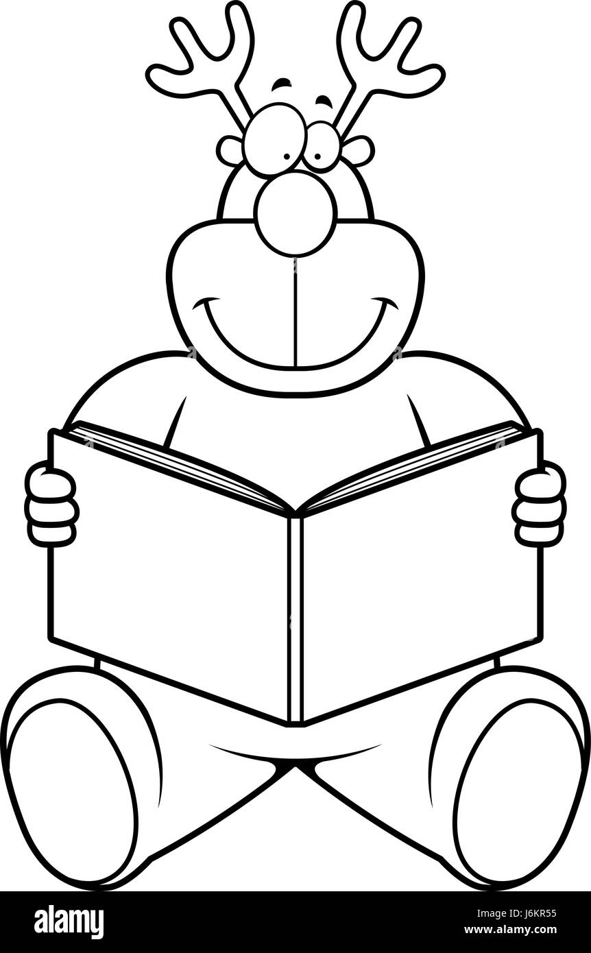 A cartoon reindeer reading a book and smiling Stock Vector Image & Art ...