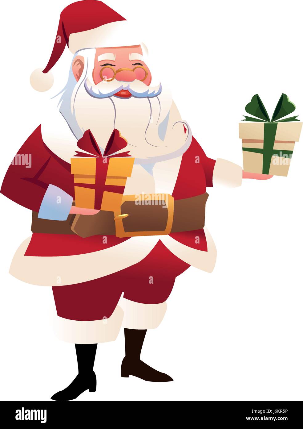 character santa claus christmas red suit and presents Stock Vector ...