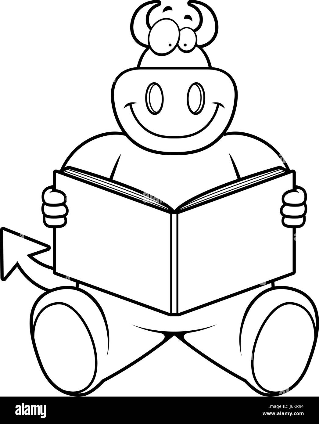 A Cartoon Illustration Of A Devil Reading A Book Stock Vector Image And Art Alamy