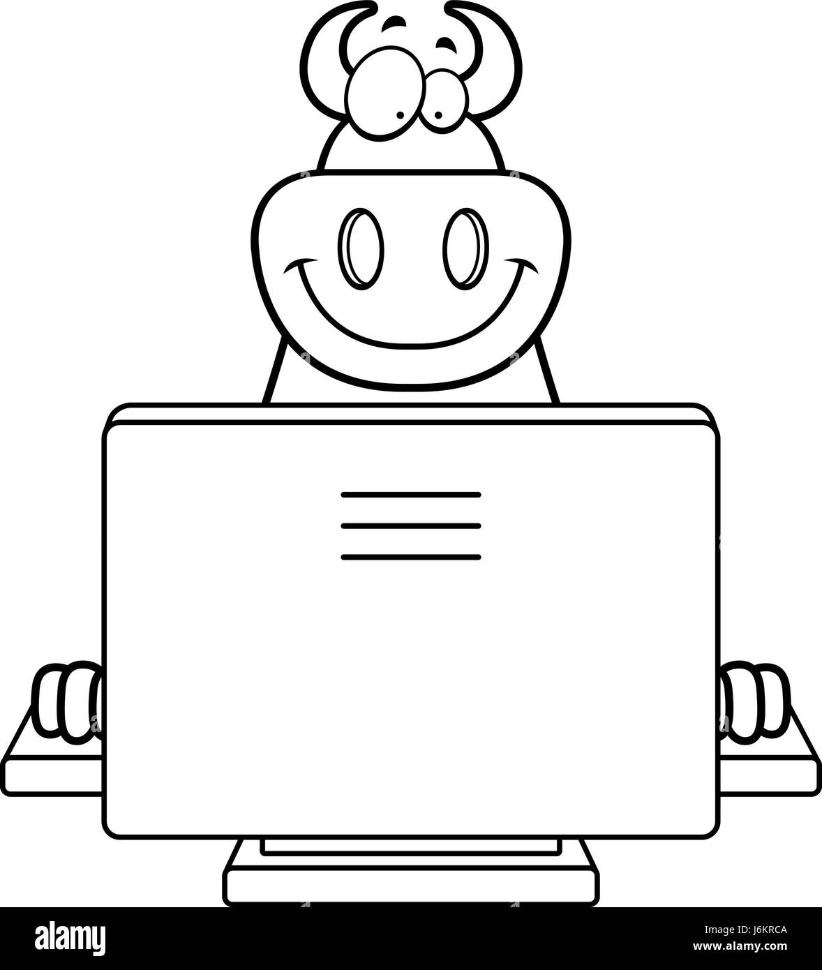 A cartoon illustration of a devil using a computer Stock Vector Image ...