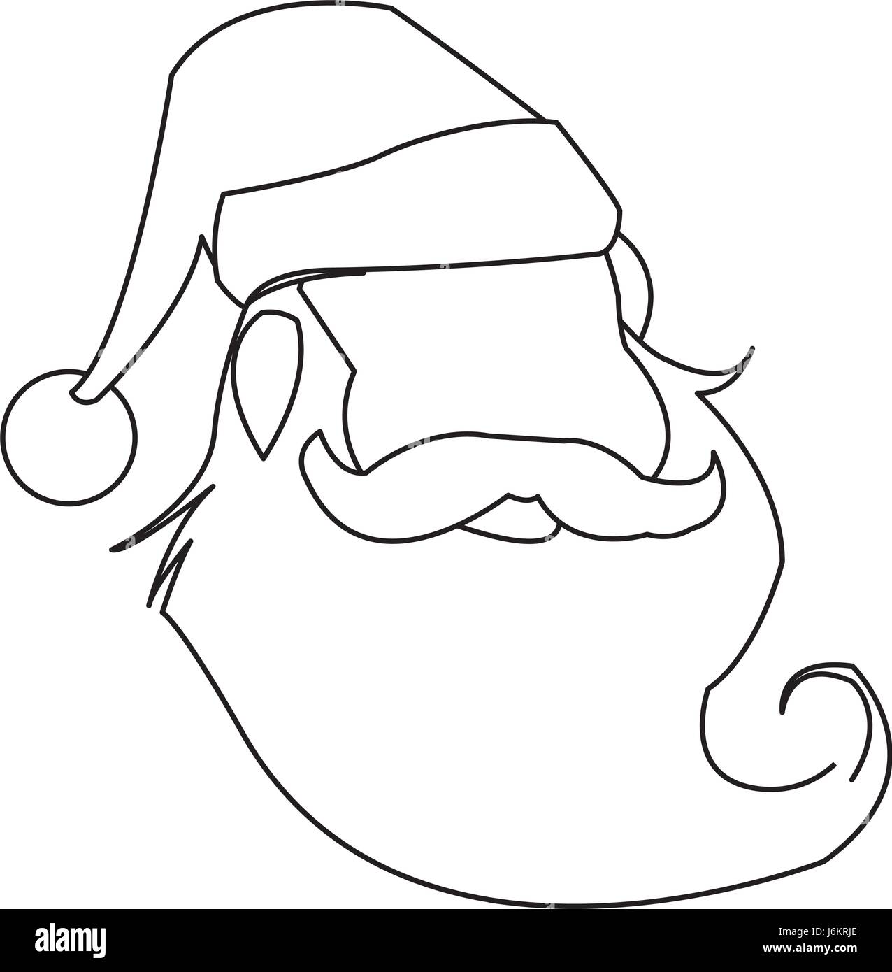 funny face santa claus christmas celebration outline Stock Vector Image ...
