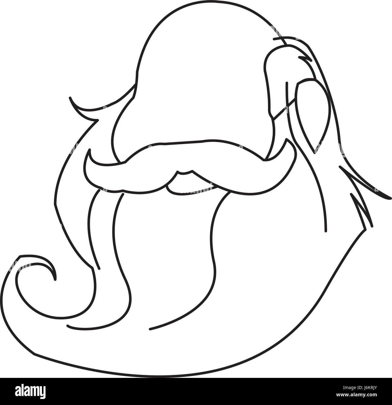 funny face santa claus christmas celebration outline Stock Vector Image ...