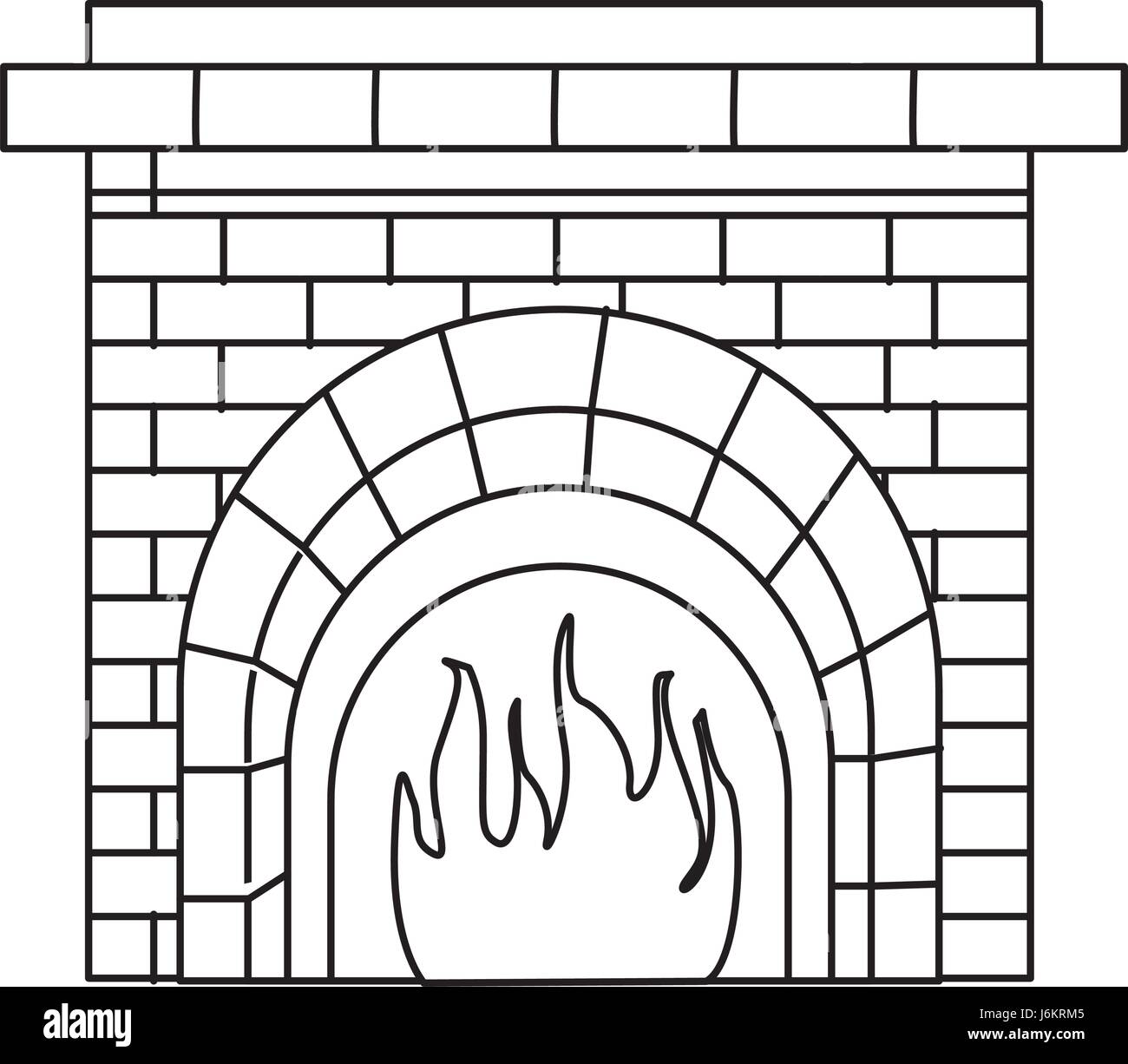 christmas chimney fire brick decoration outline Stock Vector Image ...