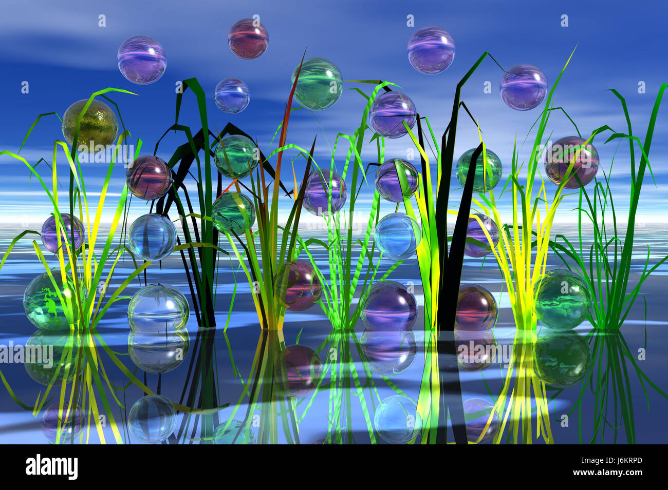 habitat oxygen glassy glass ball water bowls blue symbolic plant ...