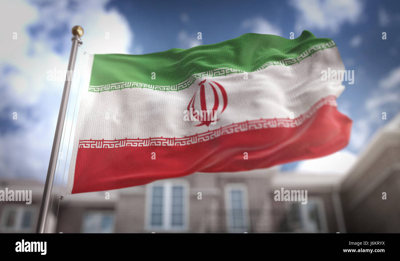 Iran flag on flag pole hi-res stock photography and images - Alamy