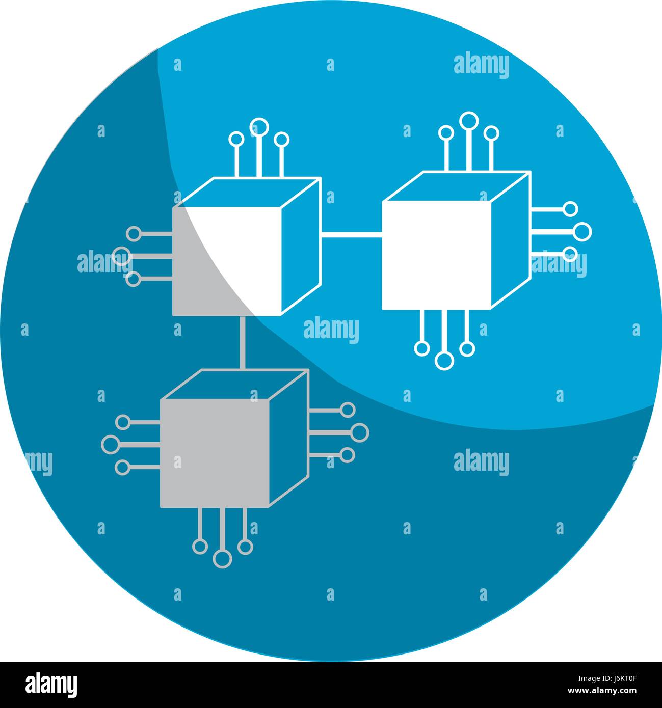 sticker squares digital connections with circuits electronic Stock ...