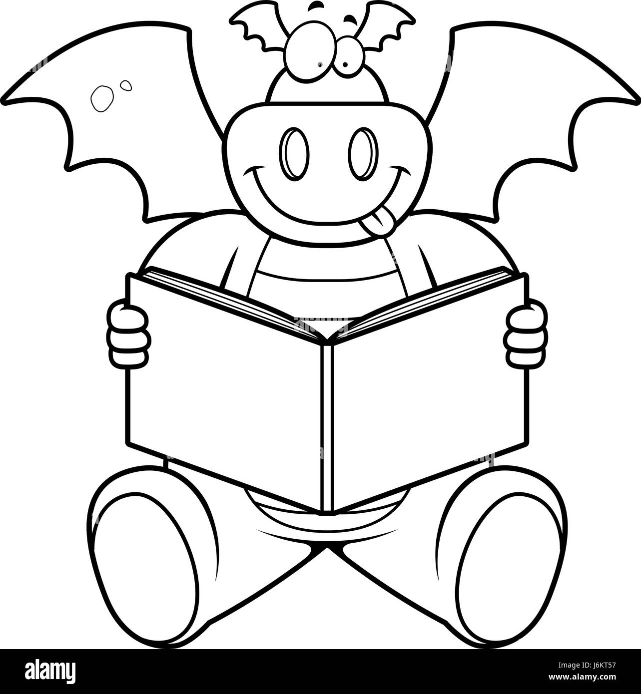 A happy cartoon dragon reading a book Stock Vector Image & Art - Alamy