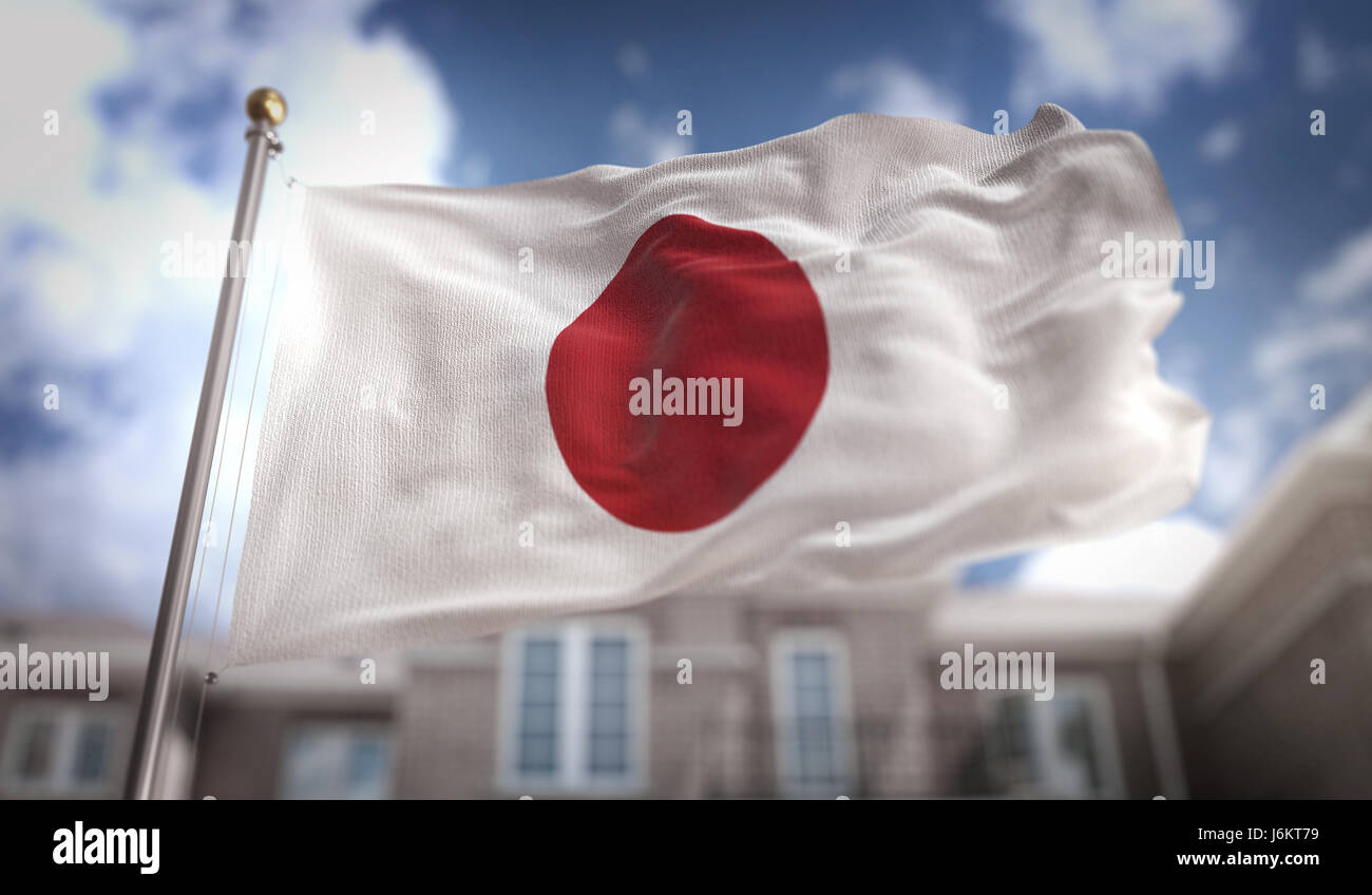 Japanese flag on flag pole hi-res stock photography and images - Alamy