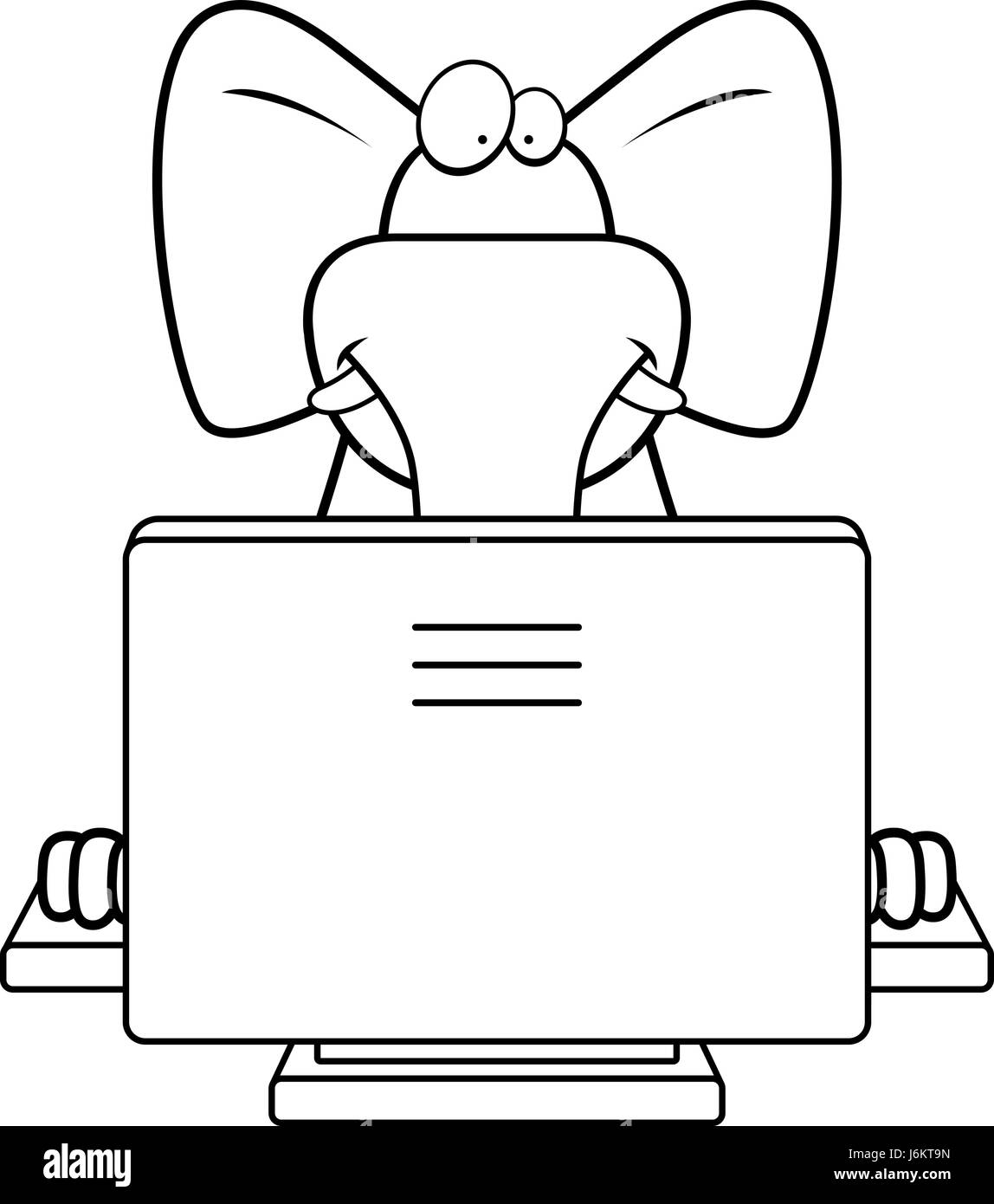 A happy cartoon elephant with a computer Stock Vector Image & Art - Alamy
