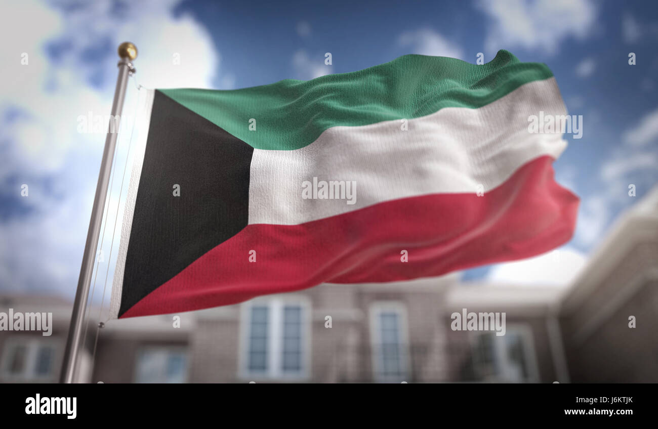 Kuwait flag on flag pole hi-res stock photography and images - Alamy