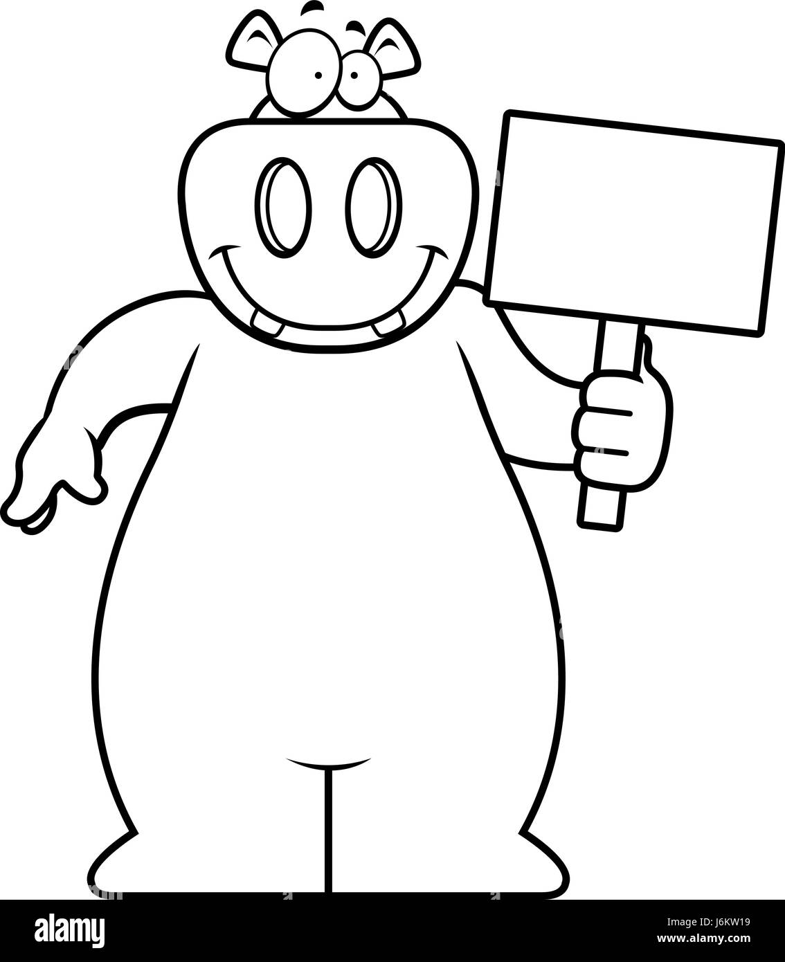 A happy cartoon hippo with a sign Stock Vector Image & Art - Alamy