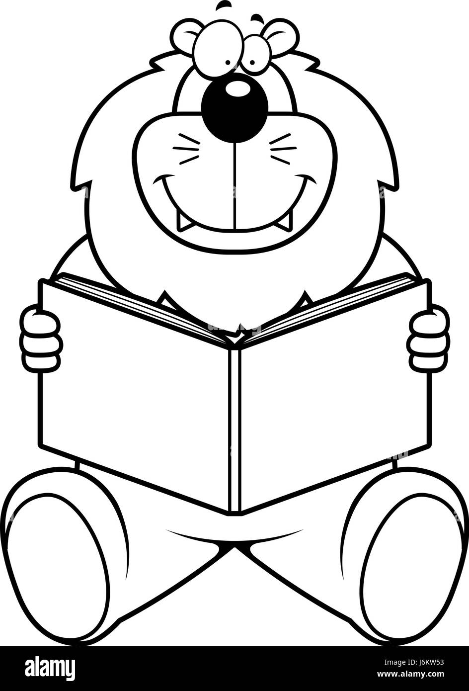 A cartoon lion reading a book and smiling Stock Vector Image & Art - Alamy
