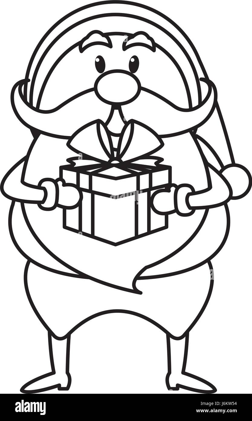cute christmas santa claus happy celebration cartoon outline Stock ...