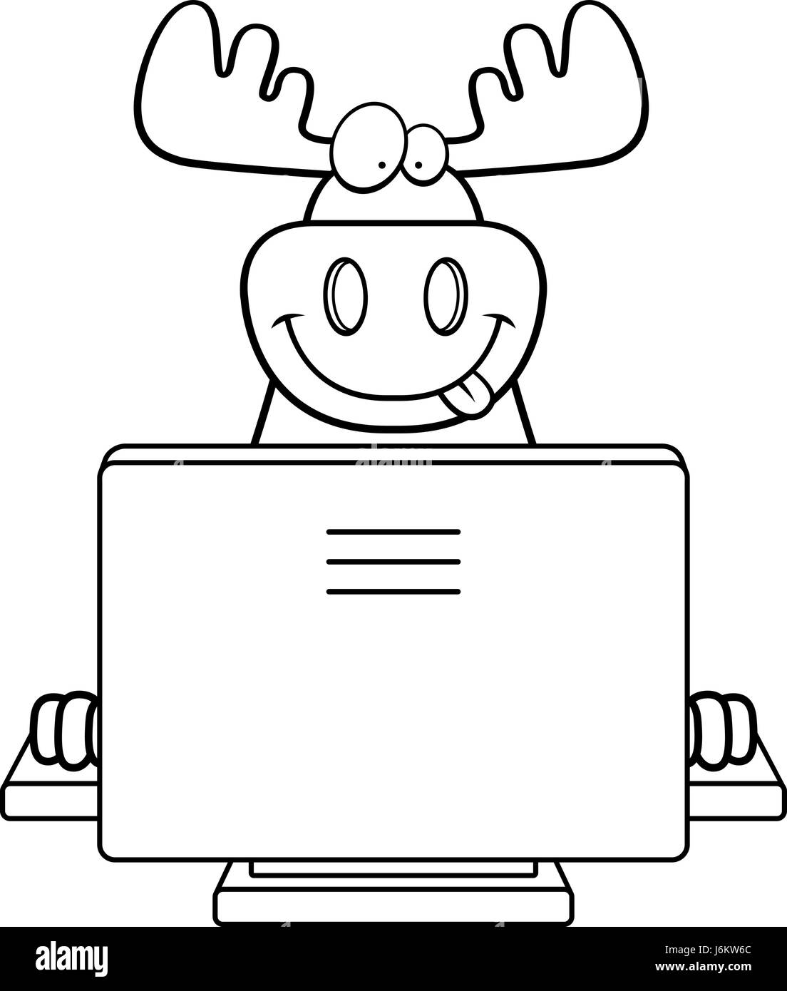 A happy cartoon moose with a computer Stock Vector Image & Art - Alamy