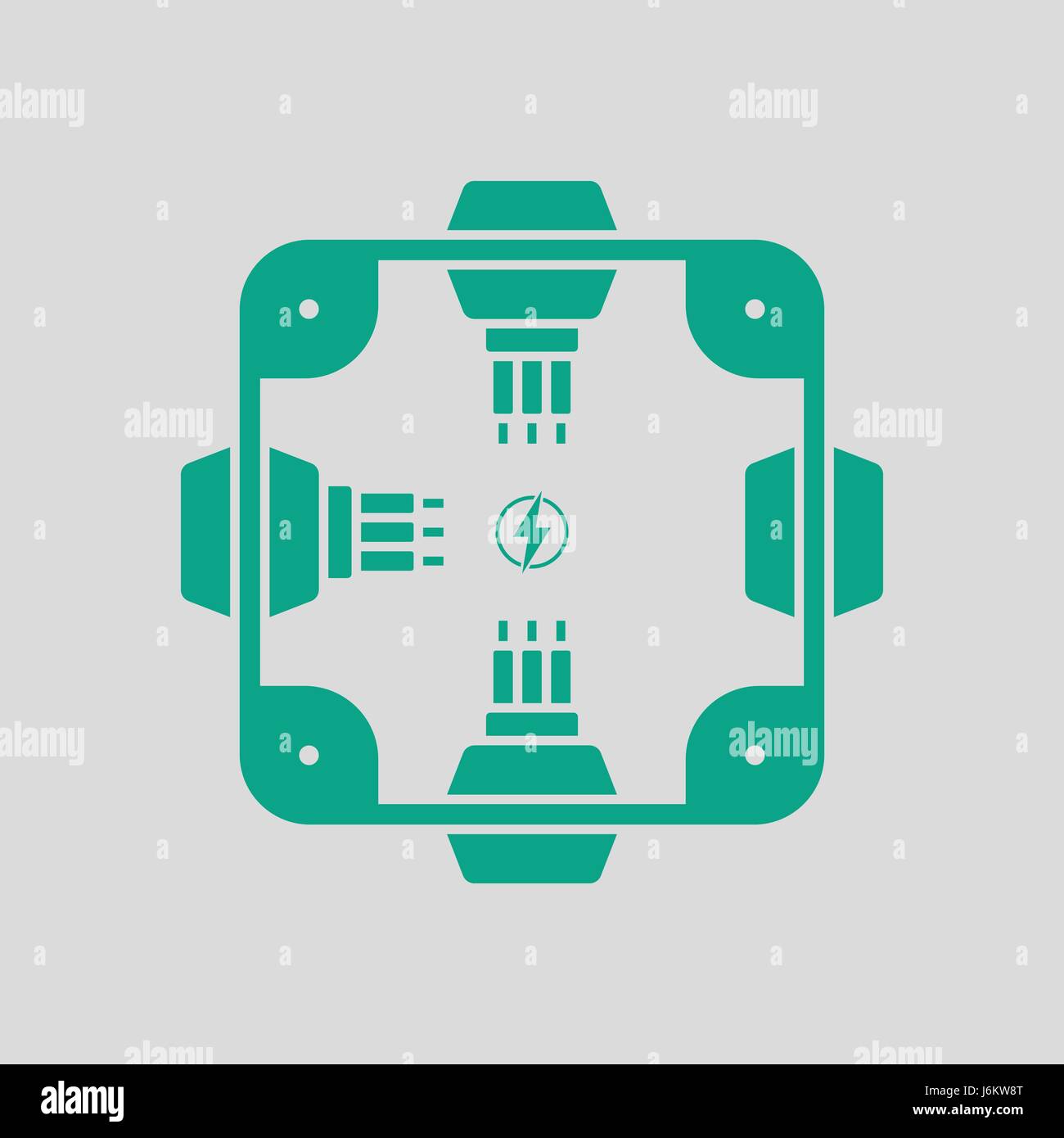 Electrical junction box icon. Gray background with green. Vector ...