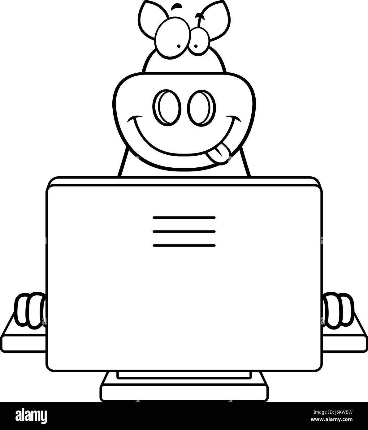 A happy cartoon pig with a computer Stock Vector Image & Art - Alamy