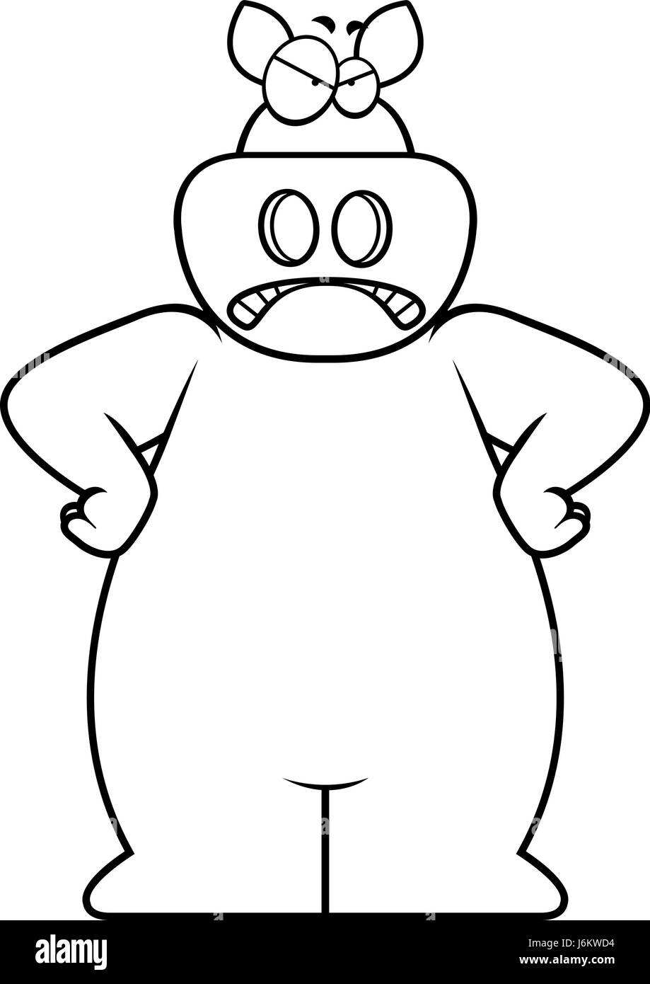 An angry cartoon pig frowning and looking upset Stock Vector Image ...