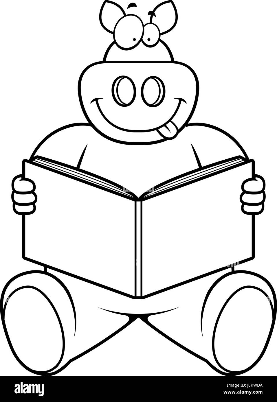 A cartoon pig reading a book and smiling Stock Vector Image & Art - Alamy
