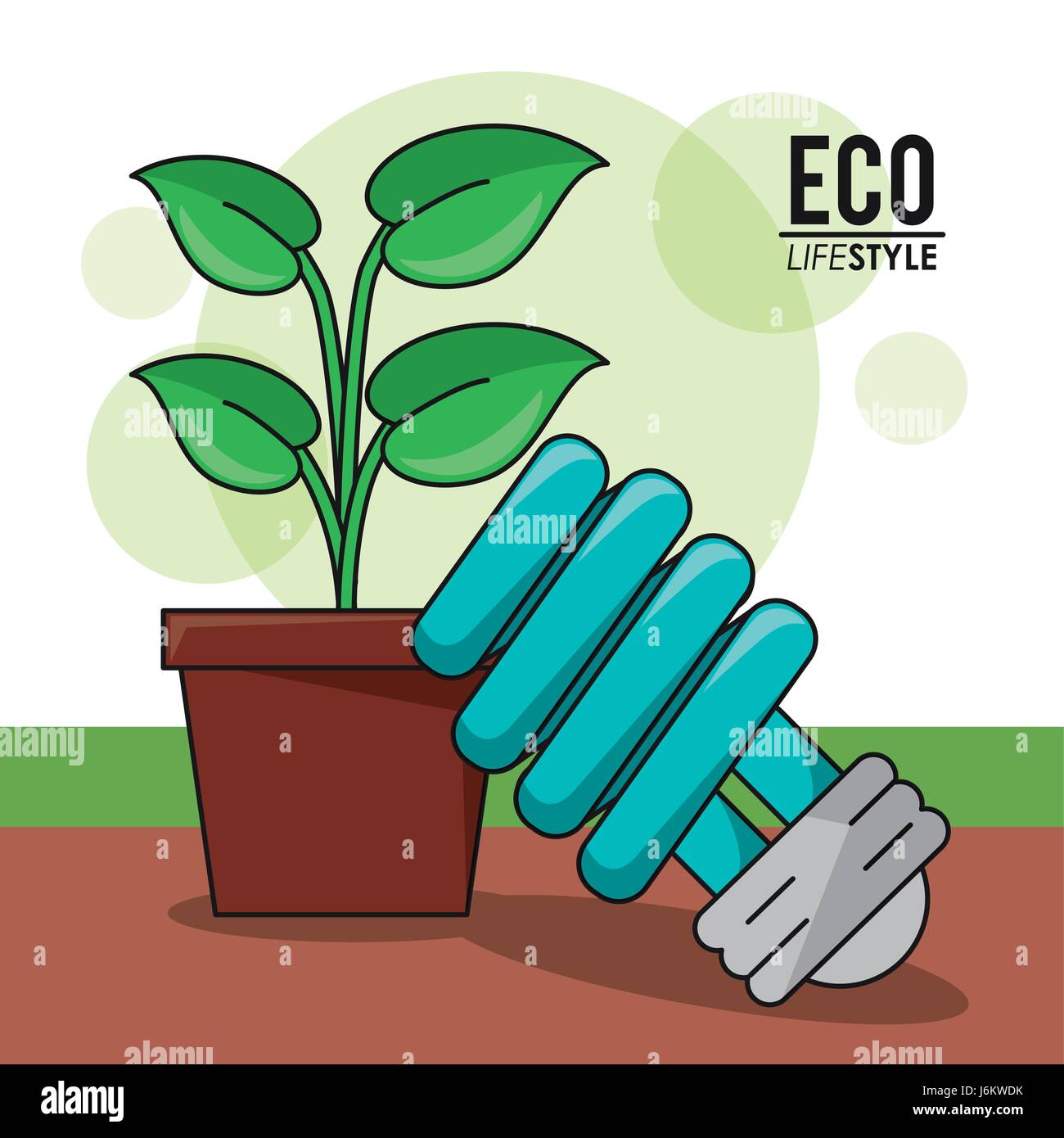 eco lifestyle bulb light pot plant energy symbol Stock Vector Image ...
