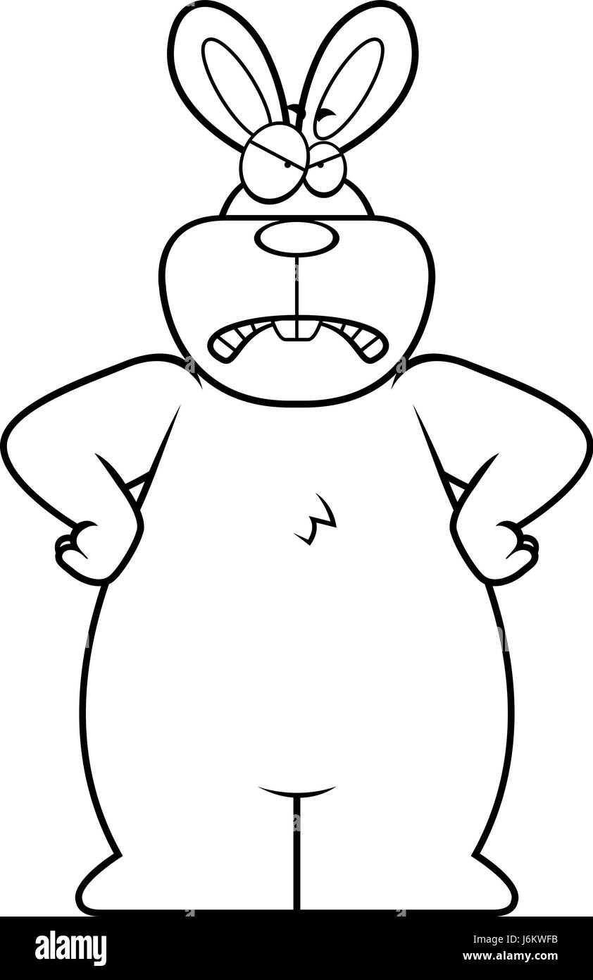 Cartoon illustration angry rabbit bunny Black and White Stock Photos ...