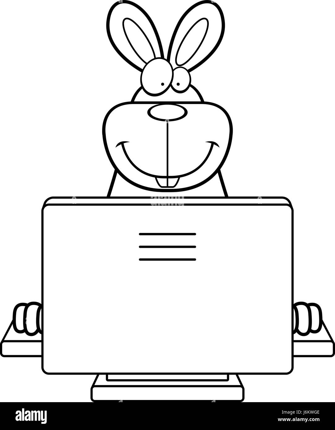 A happy cartoon rabbit with a computer Stock Vector Image & Art - Alamy