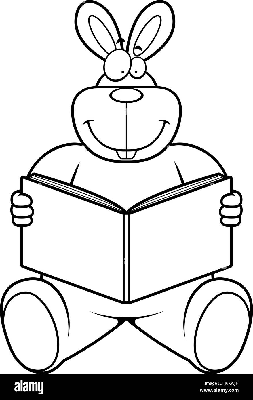 Animal reading book rabbit Stock Vector Images - Alamy