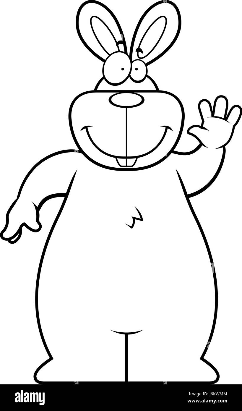 A happy cartoon rabbit waving and smiling Stock Vector Image & Art - Alamy