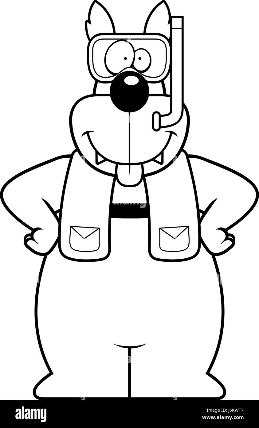 A cartoon illustration of a wolf wearing snorkeling gear Stock Vector ...