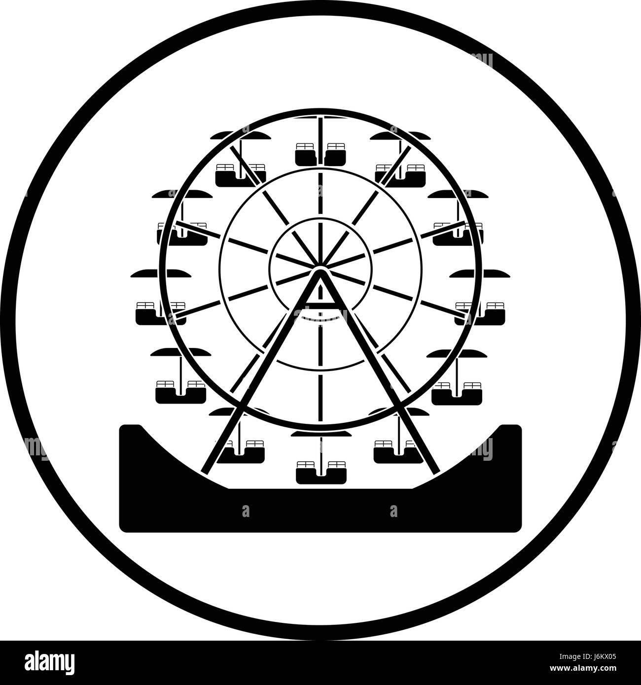Vector amusement park illustration silhouette Black and White Stock ...