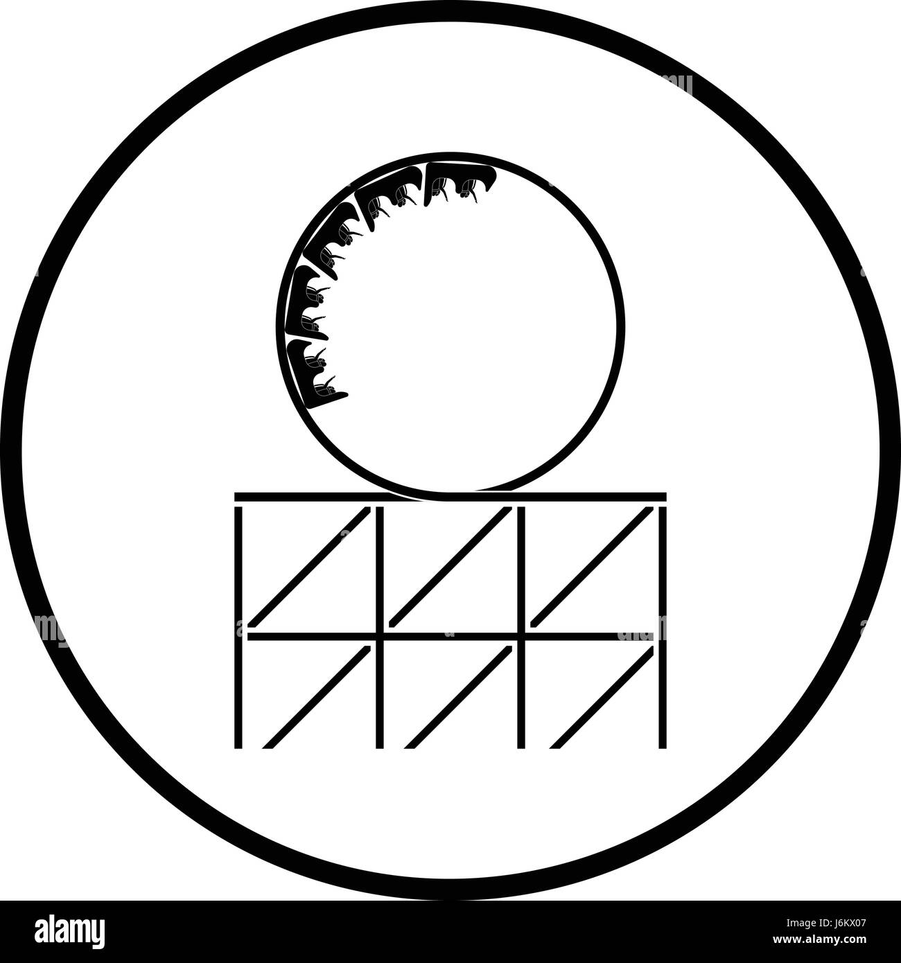 Roller coaster loop icon. Thin circle design. Vector illustration Stock ...