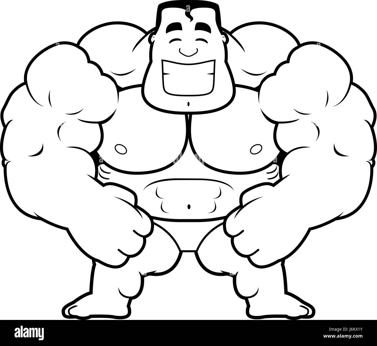 A cartoon illustration of a bodybuilder flexing Stock Vector Image ...