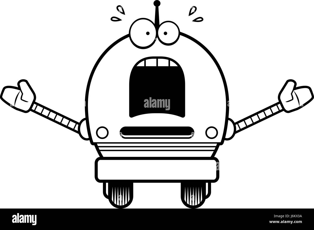 A cartoon illustration of a male blue robot looking scared Stock Vector ...