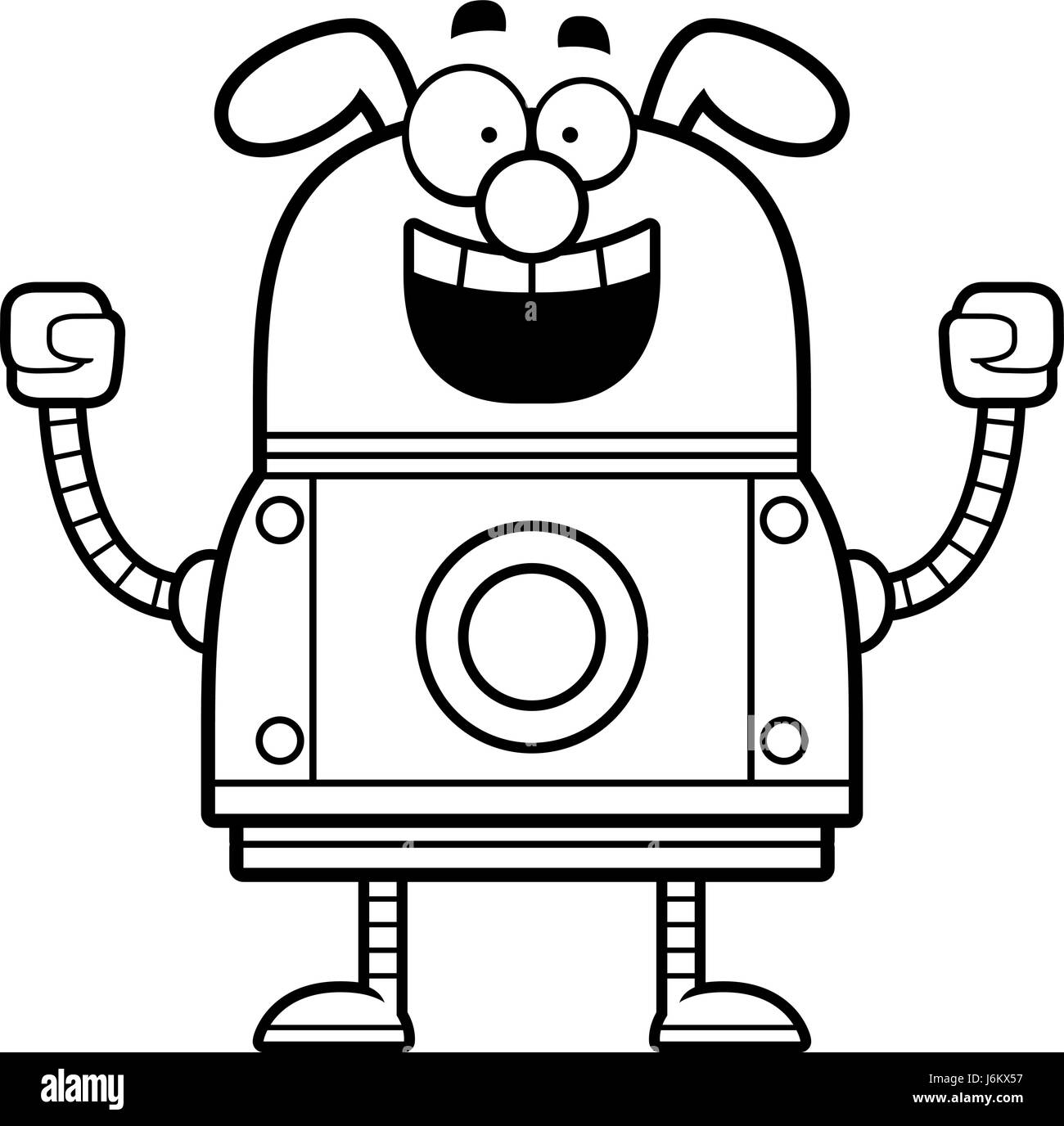 A cartoon illustration of a robot dog celebrating success Stock Vector ...