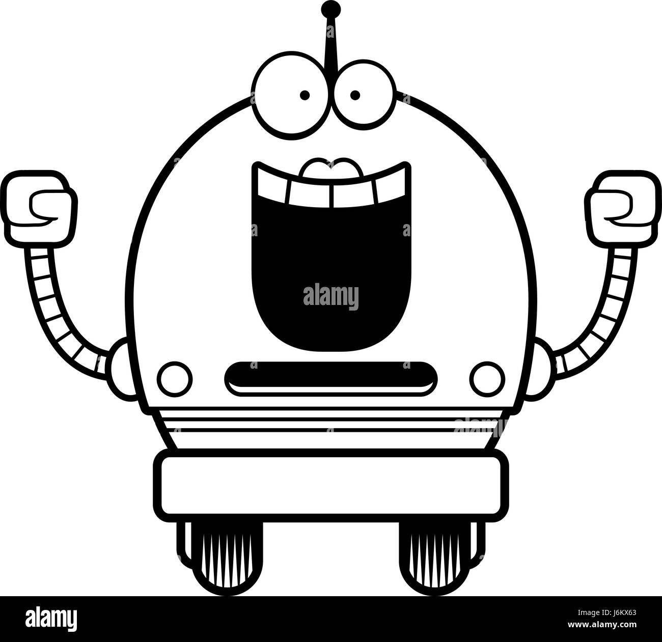 A cartoon illustration of a female pink robot celebrating success Stock ...