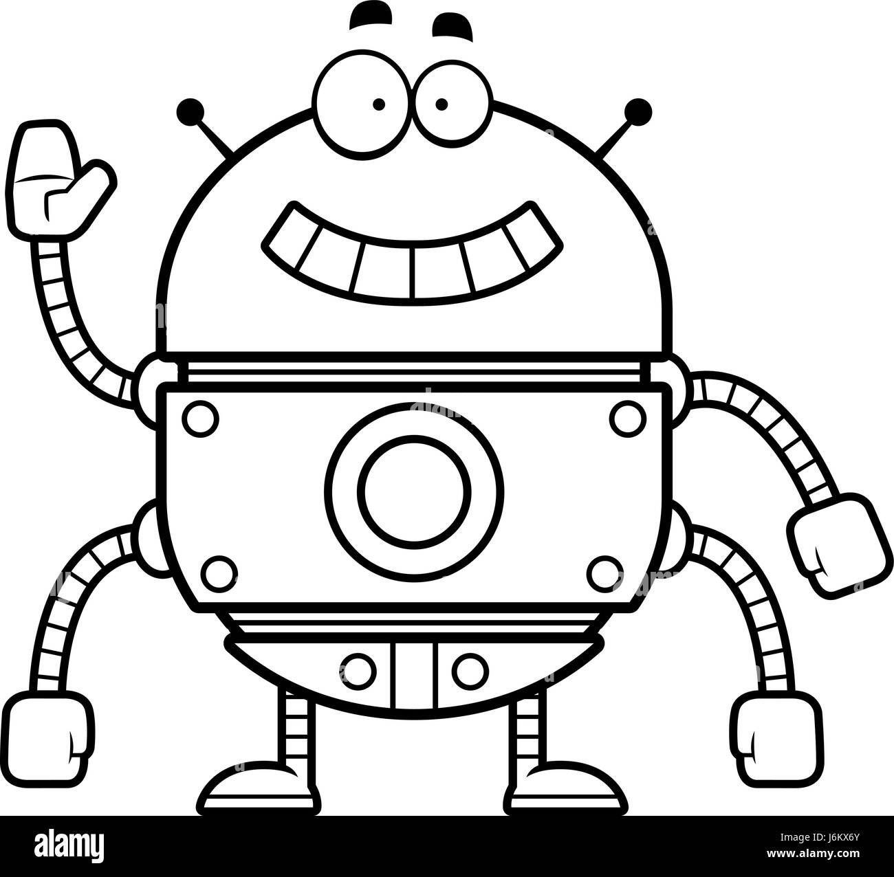 A cartoon illustration of a gold robot smiling and waving Stock Vector ...